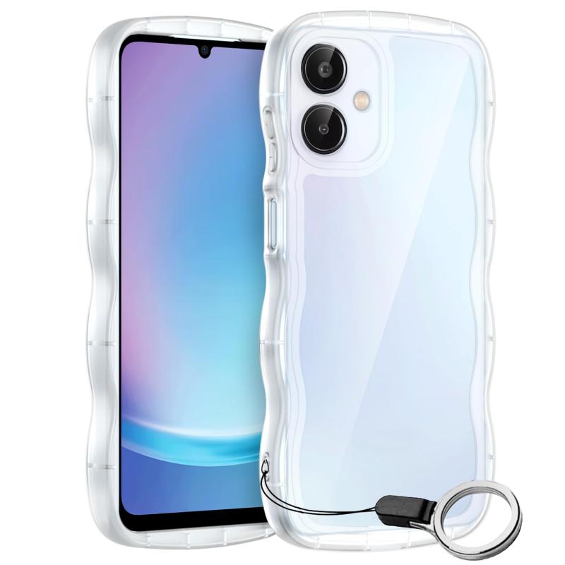 FOR Galaxy A25 ケース クリア ウェーブ TPU波状のバンパー 透明 スマホケース かわいい うねうね ギャラクシー A25 ウェーブ デザイン 可愛い 韓国 女性用 薄型 人気 おしゃれ 耐衝撃 ストラップ【対応電話モデル】...