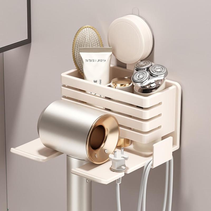 Manke 吸盤 ドライヤーホルダー 壁掛け ドライヤー フック アルミ ドライヤー置き ドライヤースタンド 小物置き ボックス付き【高品質な材質】高品質のスペースアルミニウム材質を使用しており、軽くて錆びにくく、長持ちします。【コード収納...