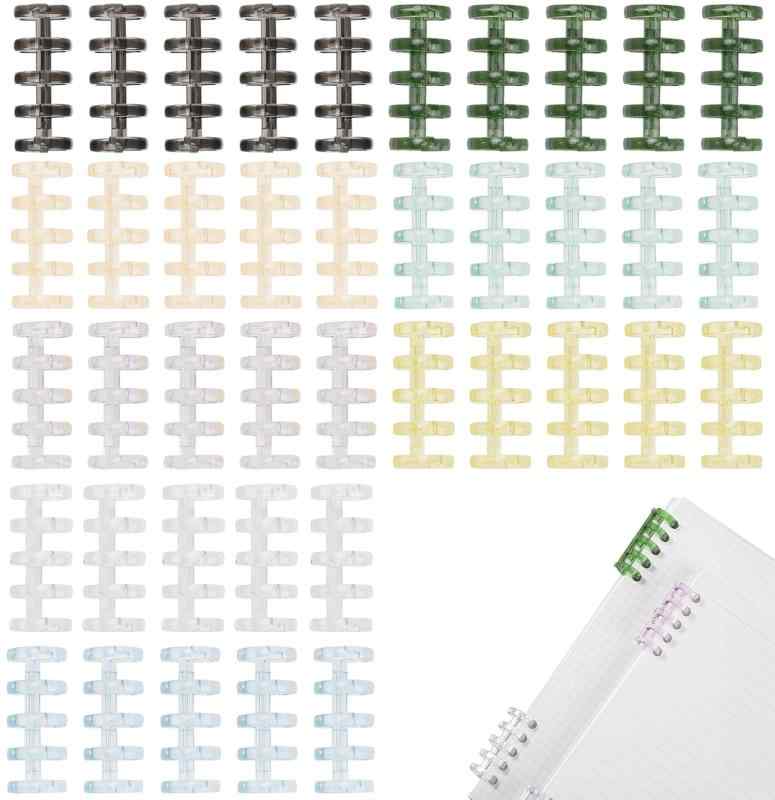 Chisafly ルーズリーフ リング ルーズリング バインダーリング 40個セット 収納ケース付き 5穴 穴径15mm 製本用とじ具 プラスチック 透明 a4 a5 b5 単語帳 取り外し可能 資料保存 整理 手帳