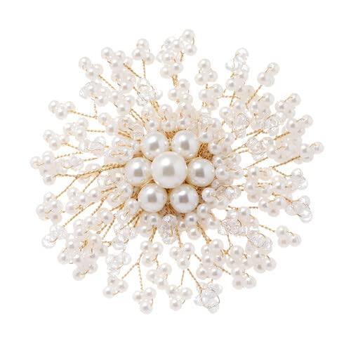 FASELE ブローチ リボンブローチ パールブローチ レディース 花形 スーツ ジャケット アクセサリー ジュエリー ラインストーン ゴールド エレガント フォーマル 発表会 卒業式 入学式 結婚式 ブローチの材質：ラインストーン、合金、...
