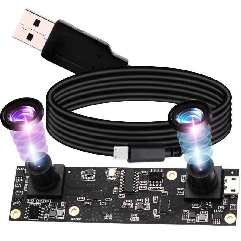ELP webカメラ 200万画素 デュアルレンズ カメラ FHD 1080p 30fpsウェブカメラ 広角 カメラ 1/3” CMOS AR0330 usb camera 2mp 高フレームレート 高速 full hd web cam 顔...