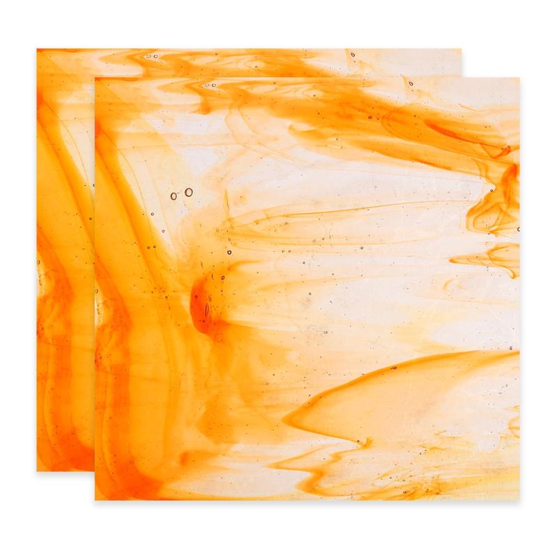 PATIKIL 4×4インチ 透明ステンドグラスシート、2枚セット モザイクガラス アート用品 クラフトプロジェクト用 オレンジ色製品仕様：カラー：オレンジ；材質：ガラス；サイズ：10×10cm/4×4インチ（縦×横）；厚さ：3 mm/0....