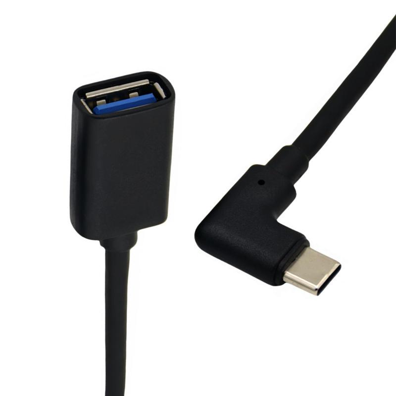 BRIIKPP L 型 90 度 USB-C to USB3.0 3.1 OTG 変換アダプタ ブラック 長さ 20cm【コア仕様と設計】ベンド（サイドベンド）設計のType-C回転USB 3.0マザーOTGデータ線を採用し、5 GB/S高...