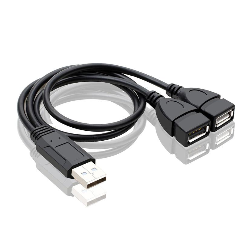 【LUYING】USB2.0 コモンヘッドアダプタ線 充電データ線 30cm 二股延長ケーブル （USB充電と転送データ＋USB充電）USB 2.0二股親頭アダプタ延長器、2つのUSB（親頭）インタフェース、1つの充電とデータ転送をサポート...