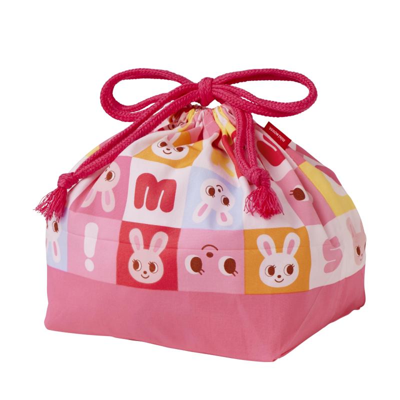 [ミキハウス] ランチバッグ お弁当袋 巾着袋 ロゴ くま うさぎ 日本製 男の子 女の子 ベビー キッズ 幼稚園 保育園 子供服 ランチ巾着 15-4156-688