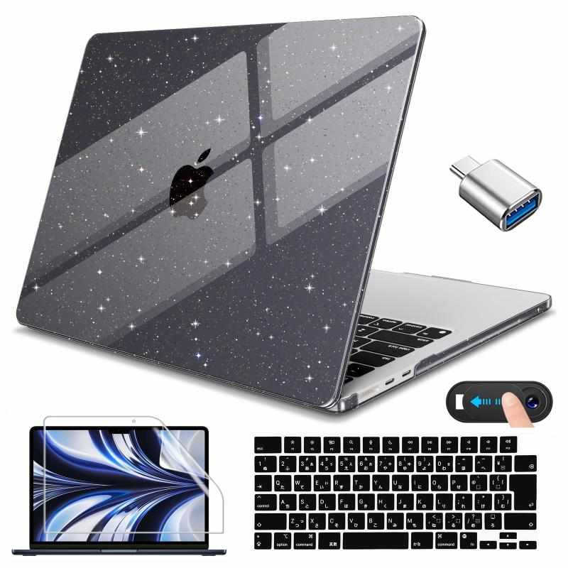 CISSOOK for MacBook Air 13.6 インチ ケース 2022 A2681 M2 対応 新型 シェルカバー おしゃれ ハードケース 薄型 耐衝撃 軽量 日本語JIS配列 キーボードカバー + 保護フィルム + Type-...
