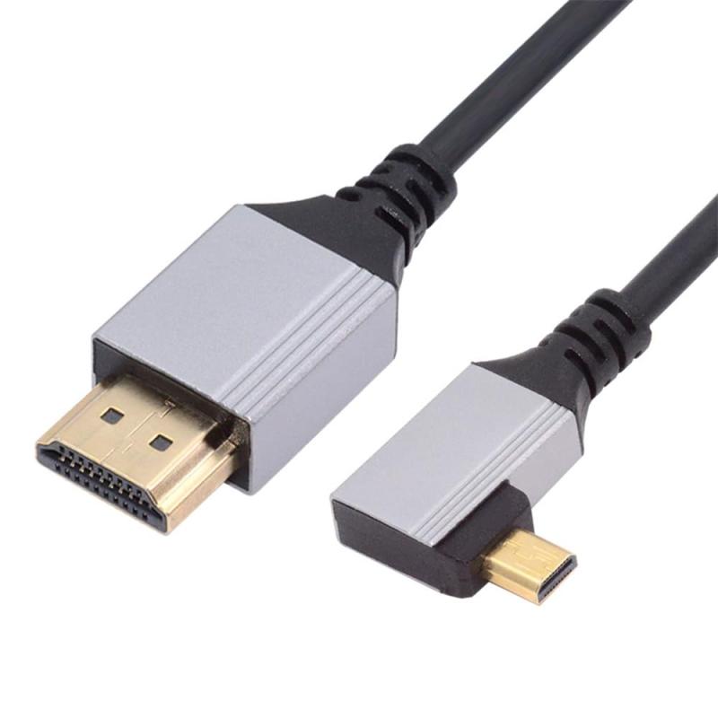 NFHK 90度直角マイクロHDMI 2.1 超薄型HDTVケーブル 8K 4K ハイパースーパーフレキシブルスリムコード タイプAからタイプD カメラHDTV用 50cm角度付きコネクタ設計: 90 度角度付き HDMI、角度付きタイプな...