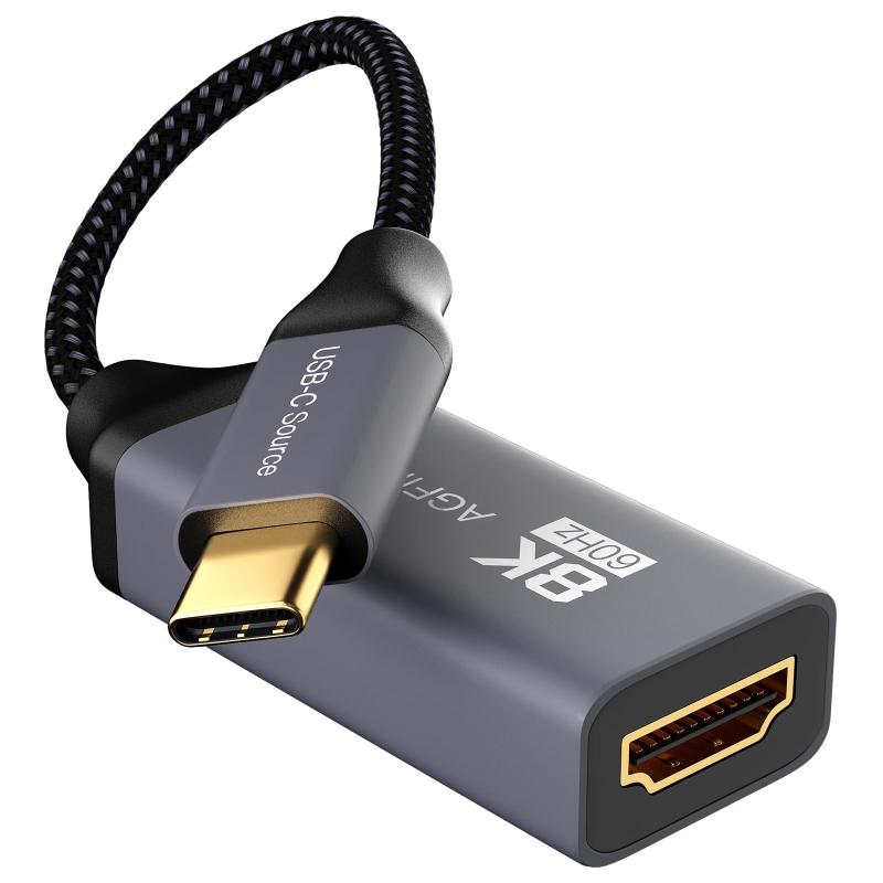USB CからHDMI 2.1アダプター 8K@60Hz USB-CメスからHDMIオスコンバーター 8K 4K@120Hz 2K@240Hz HDR VRR FreeSync Type C Thunderbolt 3/4対応 Steam ...