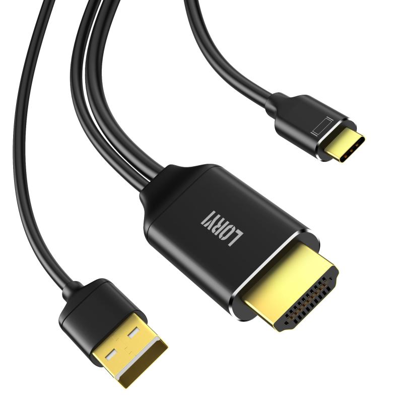 Loryi HDMI to USB-C 変換ケーブル Xreal Air 4K＠60Hz 2m Hdmi to Type-C HDMI 2.0 USB給電 hdmiからusb cへ変換アダプター モバイルモニター Thunderbolt 3...