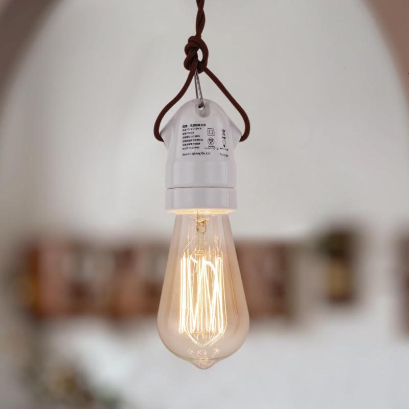 Cerdeco さりげない存在感 シンプルに際立つ美しさ品 陶器製 裸電球照明ペンダントライト モダン 光沢のある輝き ソケットランプ レトロ感溢れる ペンダントライト インテリア照明 PD023ソケットサイズ：直径55*高さ75mm　コー...