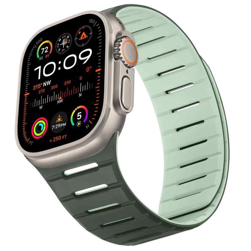 HITZEE 両面ウェアラブル磁気シリコン Band コンパチブル Apple Watch バンド 49mm 46mm(シリーズ 11/10) 45mm 44mm 42mm, ソフト磁気 バンド iWatch Ultra 3/2/1 SE ...