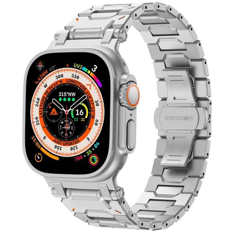 [BinGeLi] コンパチブル アップルウォッチ バンド 49mm 45mm 44mm 42mm ステンレス鋼 メタル 耐衝撃 蒸れない メンズ 交換ベルト Watch Ultra2/Ultra Series 9 8 SE2 7 6 SE...