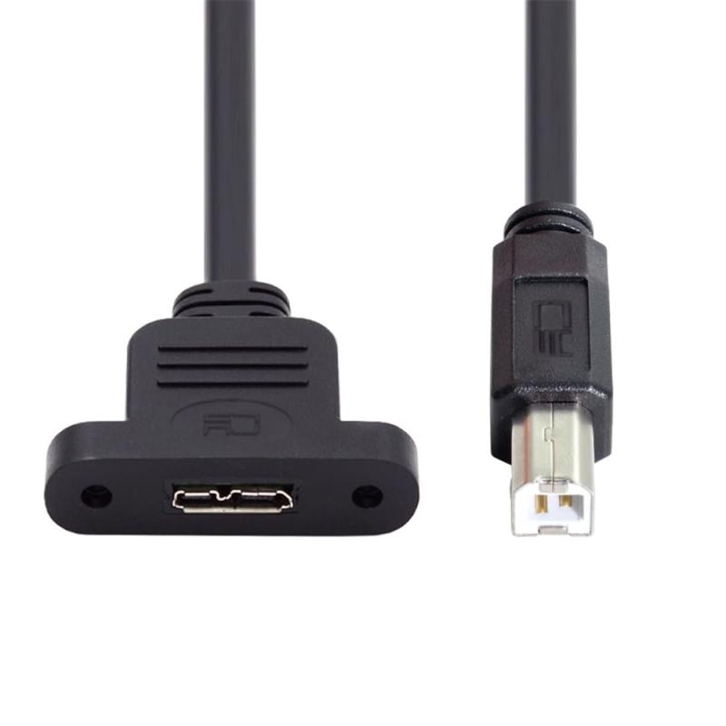 Cablecc 5Gbps USB 3.0 - Micro USB 3.0 メス Type-B ネジマウント式延長ケーブル 50CM
