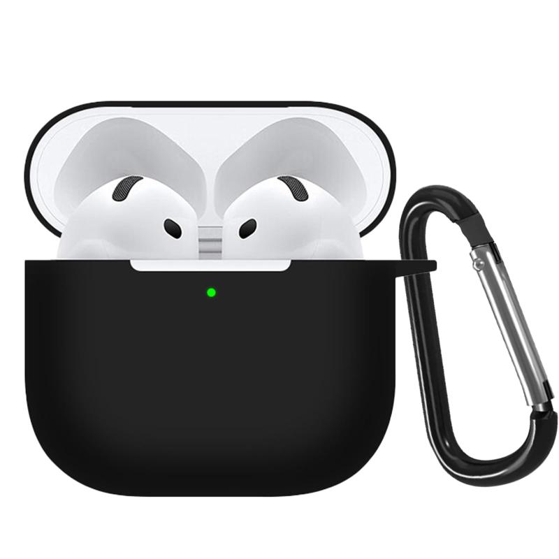YAODLE For Airpods 4 ケースシリコン製 エアーポッズ4 ケース 全面保護 落下防止 キズ防止 耐衝撃 装着充電可能 軽量小型 カラビナ付き(ブラック)【360°フルシリコン製Airpods 4 用保護ケース】柔軟で耐衝撃...