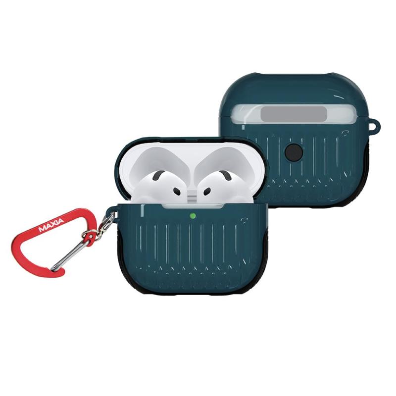 【MAXIA】AirPods 4 ケース カラビナ付き ミニスーツケース風AirPods4ケース ワイヤレス充電可能 MA-04