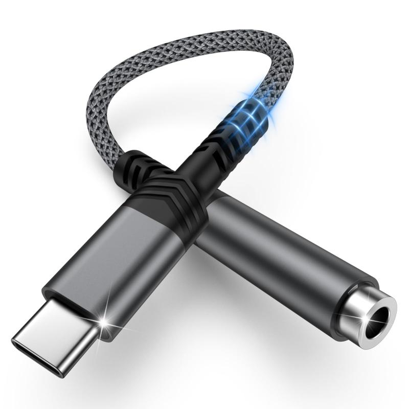 USB-C to 3.5 mm イヤホンジャック 変換 タイプc 4極 オーディオ変換アダプター ハイレゾ対応 ヘッドセットマイク DAC搭載 音量調節/通話/音楽対応 ナイロン編み 高耐久性 iPhone17/16/15/iPad Pro...