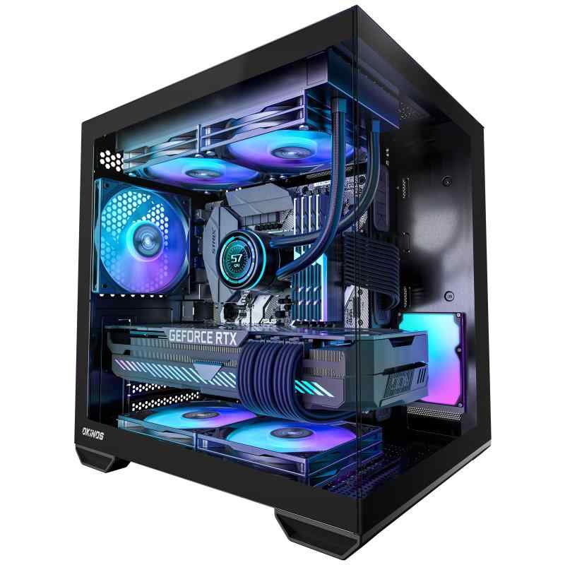 Okinos MATX PC Case, Top 240mm Radiator Support, 5 PCIe Slots for Max GPU Cooling, Extra Space for 160mm PSU &amp; Easy ...