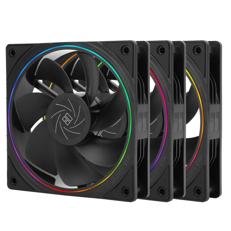 Thermalright TL-S12R X3 CPUファン120mm逆流ファンケースクーラーファン、ARGB照明付き、1500RPMスピードCPU冷却ファン、ブラックPC PWM静音コンピュータファン,ファンのセット[ユニークな形状] 全...
