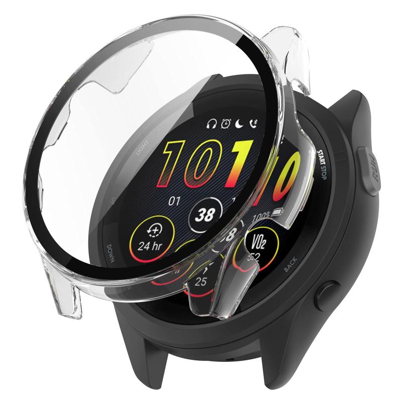 BUITFOU For GARMIN Forerunner 255/255 Music カバー GARMIN Forerunner 255/255 Music ケース 超薄型 PC+ガラス素材 一体型 ファーウェイ GARMIN Forer...