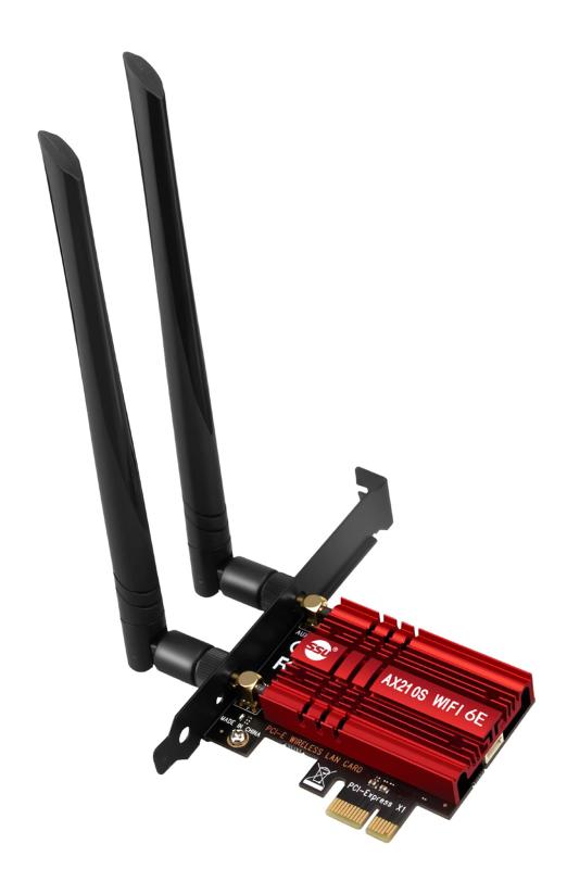 Wi-Fi 6E PCIe 無線LANカード (2.4GHz/5GHz/6GHz) Bluetooth 5.2 内蔵Intel AX210 ゲーム用wifi 超低遅延 ブラケット付き Windows10 64 ビット Windows11 対...