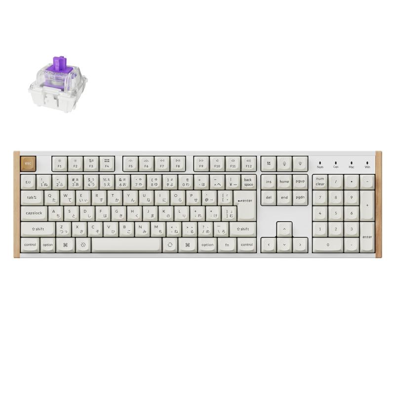 【】Keychron K10 HE ホール効果ワイヤレスキーボード磁気スイッチ/ホットスワップ対応/可変作動点/急速トリガーモード/アルミ+木枠設計/フルサイズカスタムRGB/Mac・Windows・Linux
