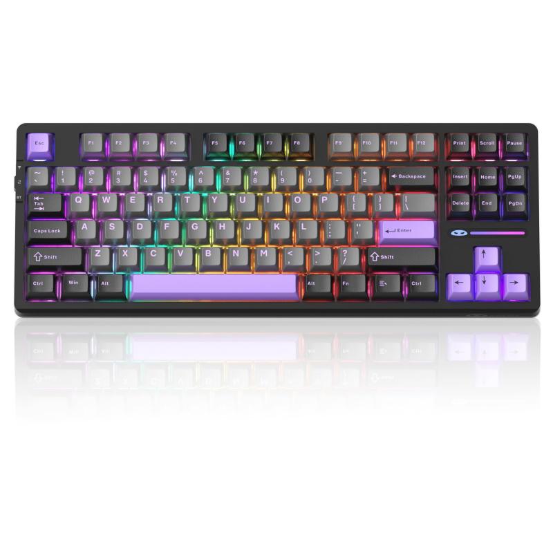 MageGee LIGHT87 ワイヤレス メカニカルキーボード ガスケットマウント PBTキーキャップ Dark purple カスタマイズスイッチ（Blue whale switch）メカニカルキーボード