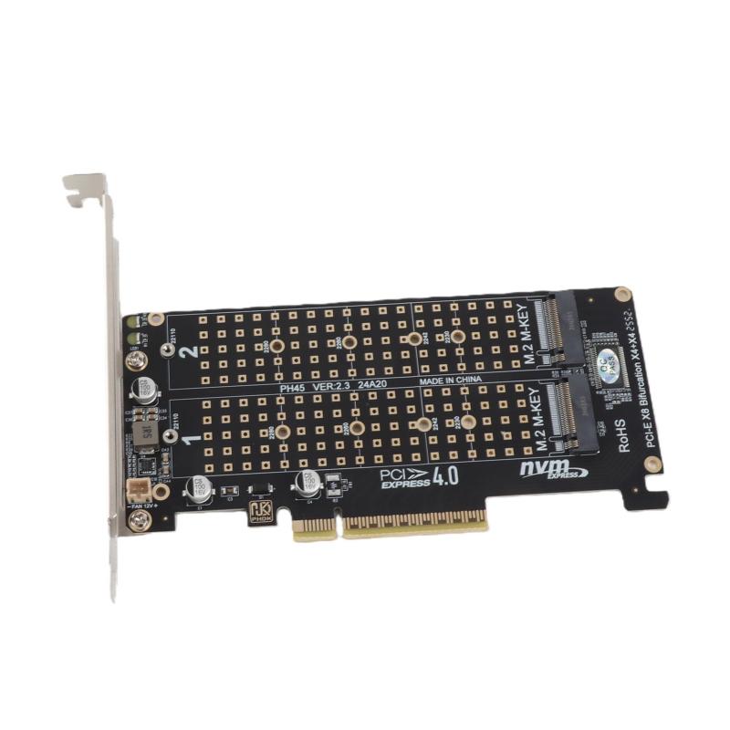 2 x 32Gbps拡張カードを備えたアダプタカード、デュアルM.2 NVMeSSDからPCIEX8 Mキーハードドライブコンバータリーダー拡張カード、フルスピードNVME SSD/M.2PCIEをサポート【フルスピードNVMESSD / ...