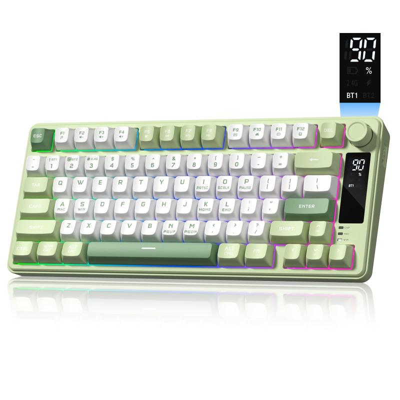 Womier WK75 ゲーミングキーボード、75%ワイヤレスメカニカル、BT5.0/2.4GHz/USB-C、ホットスワップ対応、事前潤滑済みリニアスイッチ、ガスケット構造、RGBバックライト、トポグラフィック75%メカニカルキーボード｜...