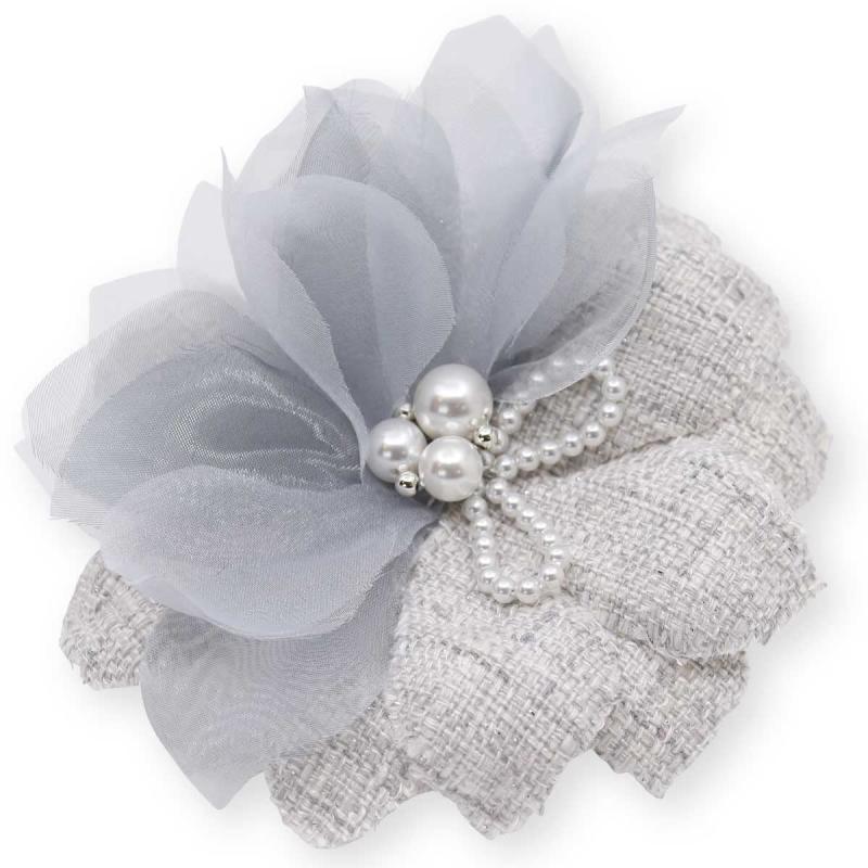 [鎌倉工芸] ツイード フラワー クリップ付き フォーマル コサージュ