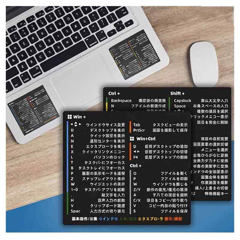 2枚組 日本語版 ショートカットキー シール 一覧表 早見表 ステッカー ウィンドウズ 防水⌨️ キーボードショートカットステッカー：セット内容：Windowsショートカットステッカー2枚。3種類から選択可能：透明、白地、黒地。ԇ...