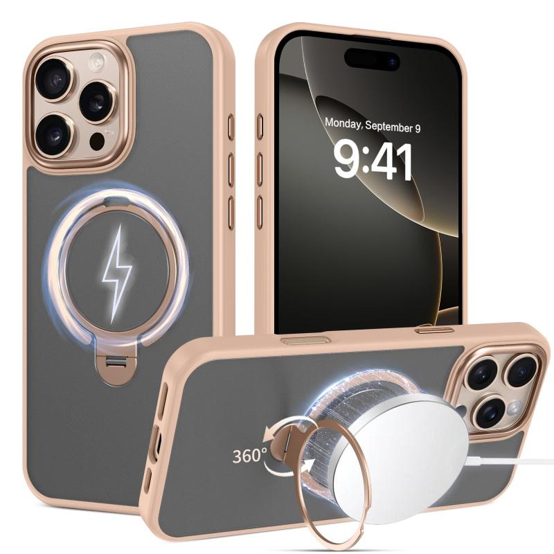 Telaso iPhone 16 Pro用 ケース magsafe対応 ワイヤレス充電 360°回転スタンド アイホン16 Pro用ケース 多機能360度回転スタンド リング 指紋防止 黄変防止 iPhone 16Pro用 ケース マグセー...