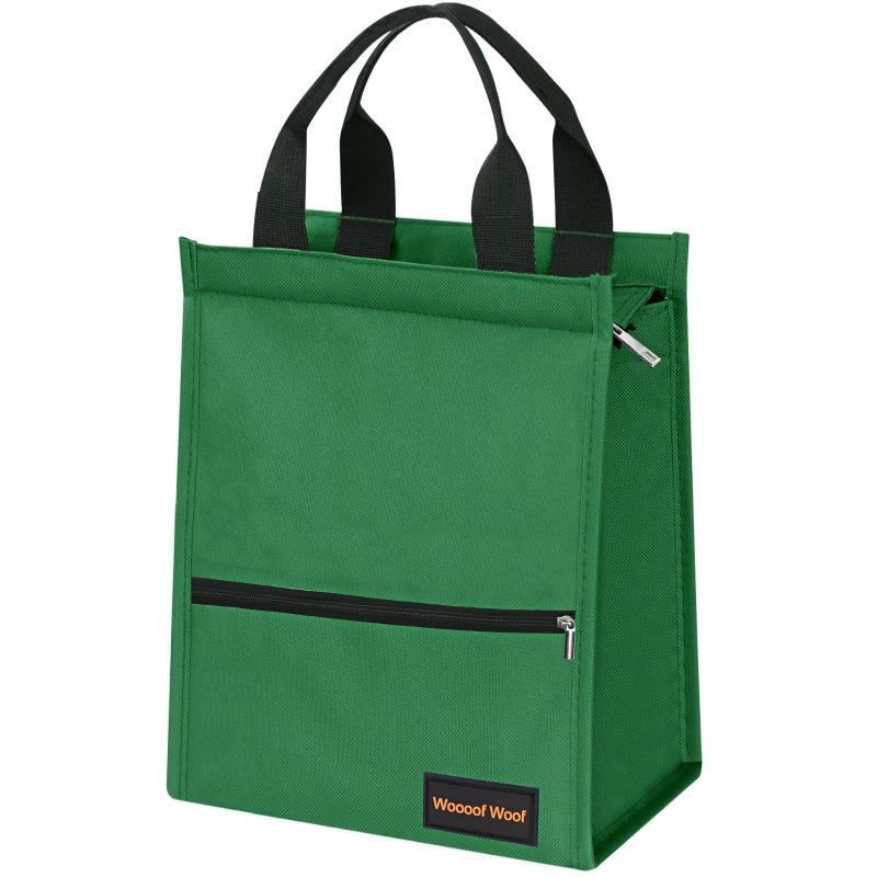[WOOOOF WOOF] ランチバッグ 大容量 保冷バッグ お弁当バッグ 弁当箱 袋 フロントジッパーポケット 持ち手つき 内側断熱 軽量 耐久性 男女兼用 通勤 通学