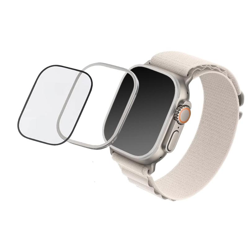 imos ウォッチ用 画面保護フィルム Apple Watch Ultra 1/2用 画面保護フィルム、CNCマット加工 + 9H強化ガラス + PVDステンレススチールフレーム、オリジナルデザイン維持、タッチ操作感度対応（シ【究極プロテク...