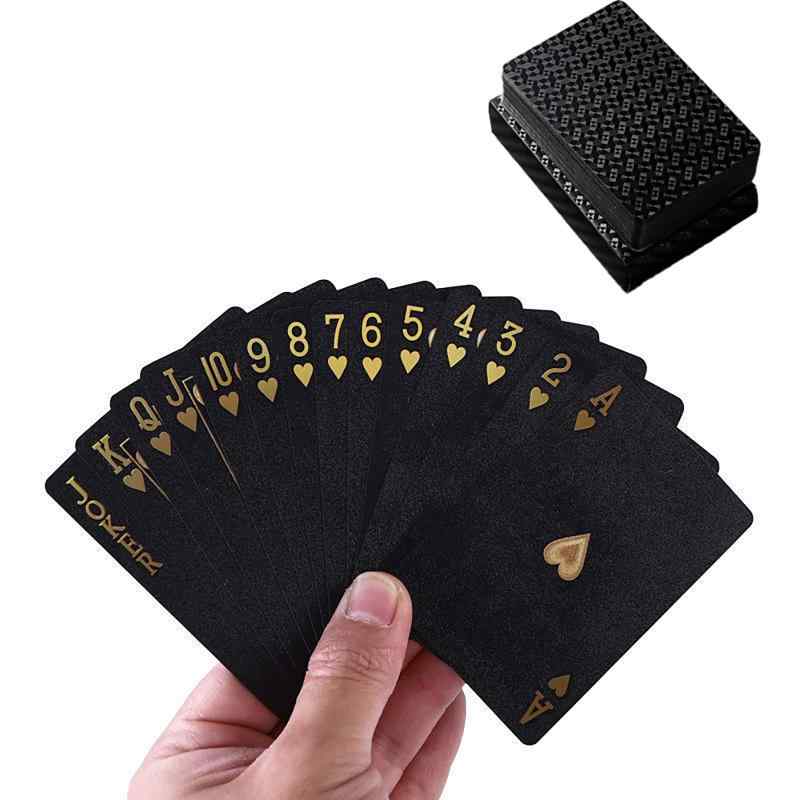 [LUYING] トランプ 54枚 黒金 プラスチック製 マジックトランプ pvc 防水 耐磨耗 ゲームボードゲーム パーティー 収納ケース付き (1個組)【パッケージ内容】：トランプ1セット54枚入りで、52枚のカードとジョーカー2枚が含...