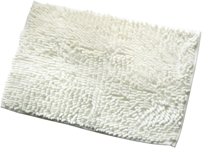 シェニール織りバスマット, 超吸水速乾, マイクロファイバー, 滑り止め付き, 40×60cm (ホワイト)超吸水性: シェニール織り生地を使用し、驚くほどの吸水力を実現。お風呂上がりの水滴をすばやく吸収します。快適な肌触り: ふわふわとし...