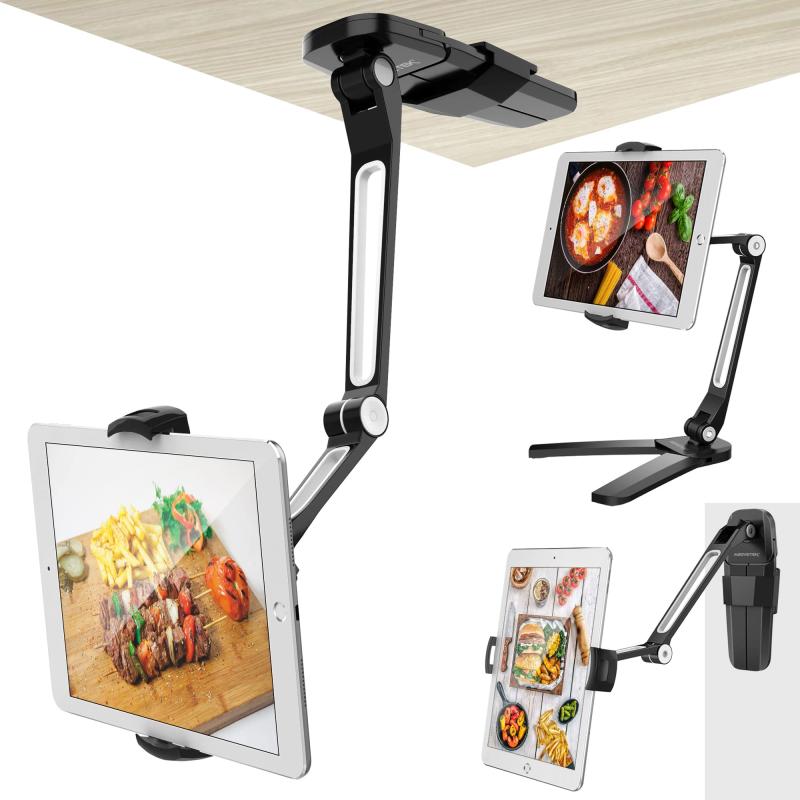 AboveTEK タブレット スタンド 壁掛け 卓上 両用 ipad アームスタンド 高弾性 折りたたみ 360°回転 自由調節