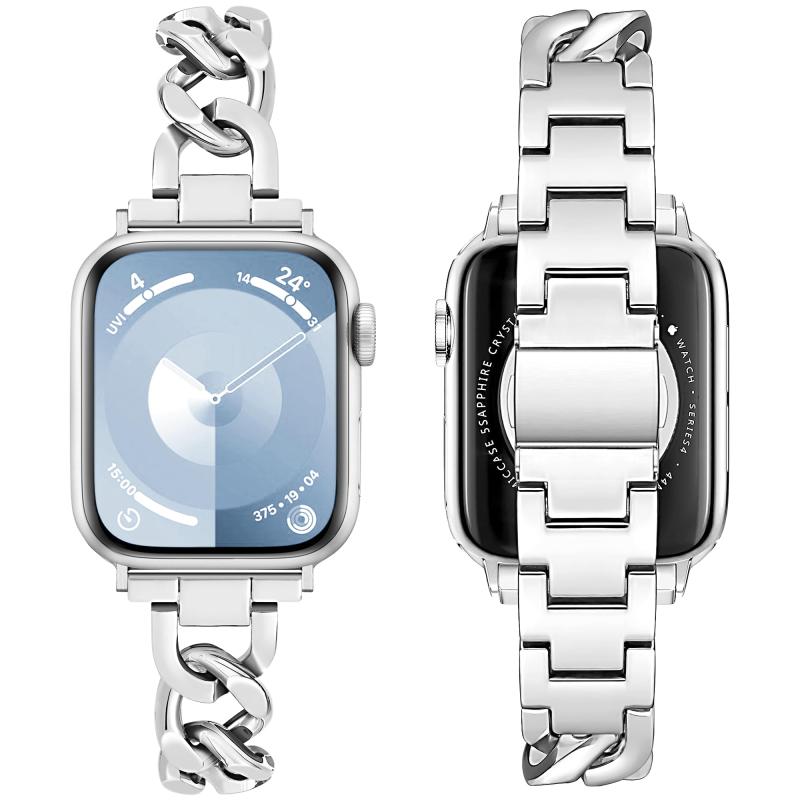 Aniaboho アップルウォッチ バンド 立体リングデザイン メタルベルト apple watch バンド 折りたたみ式バックル 金属チェーン 46mm 45mm 44mm 42mm 41mm 40mm 38mm iWatch serie...