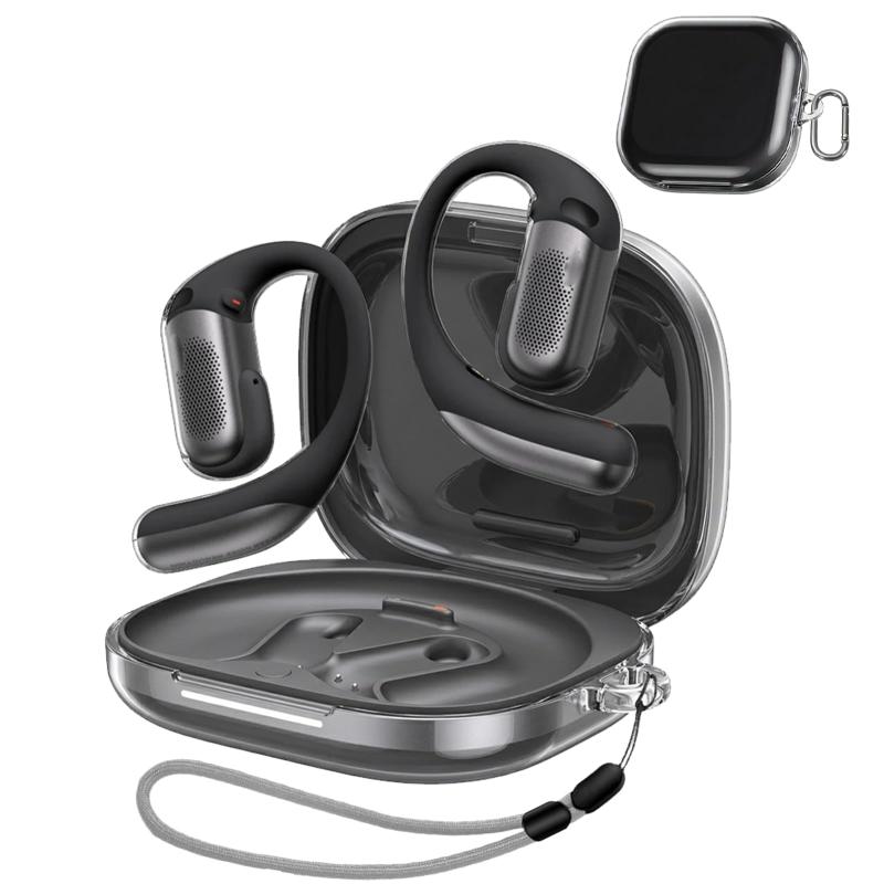 Shokz OpenFit Pro 用 ケース カバー【YANMONGI】ワイヤレス イヤーホン 透明 保護カバー TPU素材 黄変防止 保護ケース 電ケースカバー 可視LEDライト 耐衝撃 落下防止 防水 防塵 指紋防止 キズ防止 【Sh...