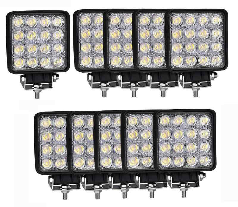 LEDワークライト POOPEE 48W 黄色 LED作業灯 ライト アウトドア 屋外作業 バギー オフロード トラック用品 車外灯 高輝度 広角 12V 24V対応 防水防塵 イエロー光メーカー型番：ポーペ(POOPEE)（品質）●LED...