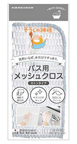 シンプルホワイト/19×13cm/S086・PatternName:浴室用 おそうじミトン・パッケージ個数:1・サイズ: 19×13×0.4cm・材質:生地/ポリエステル・原産国:日本洗剤いらず。水だけですっきり。浴室の床、バスタブ、イスな...