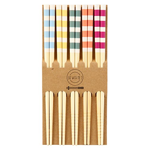 5本セットボーダー/長さ20cm/10940・Color:ボーダーStyle:5本セット・パッケージ個数:1・サイズ:幅9.5×奥行0.7×高さ20.5cm・素材・材質：竹・塗装：ポリウレタン・原産国：中国・食洗器使用不可柄入りのお箸5本セ...