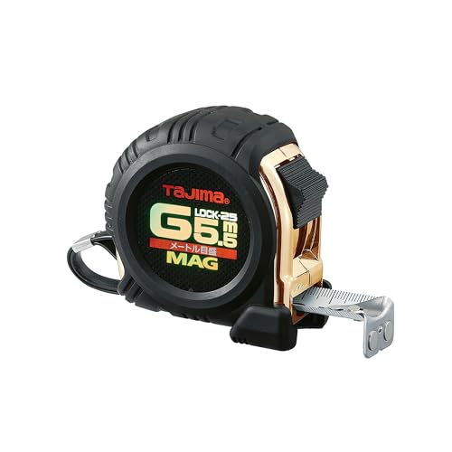 幅25mm・爪マグネット付本体：ゴールド/ブラック、テープ：白/長さ5.5 m/GLM2555BL・Size:長さ5.5 mStyle:幅25mm・爪マグネット付PatternName:落下防止ホルダー無し・パッケージ個数:1・ロックタイプ...