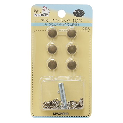 アンティックゴールド/直径10mm/SUN10-42・Size:直径10mmColor:アンティックゴールド・パッケージ個数:1・バッグ等の小物のスナップに最適なアメリカンホック打ち具付きです。・商品本体サイズ:直径約10mm・入数:6組・...