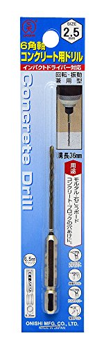 -/-/4957934220256・パッケージ個数:1・●コンクリート●ブロック●モルタル●石ボードの穴あけ用・サイズD:2.5mm　全長L:95mm　溝長T:36mm　チャック径d:6角軸　6.35mm・適応機種:●電気ドリル●インパクト...