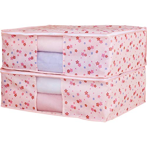 毛布用 ピンク さくら柄 2個組ピンク さくら柄 2個組/70×53×23cm/197-02・Style:毛布用 ピンク さくら柄 2個組・パッケージ個数:1・【商品仕様】:サイズ/約幅70×奥行53×高さ23cm、カラー/薄ピンク、柄/さ...