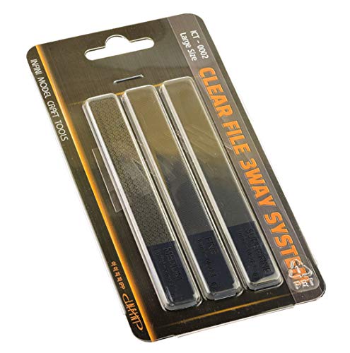 -/-/ICT0002・強化ガラス製やすりセット・3本セット・ヤスリサイズ:110×13mm・ミディアム(220-400番相当)、ファイン(600-800番相当)、スーパーファイン(1000-1500番相当)・インフィニモデル・INFINI...