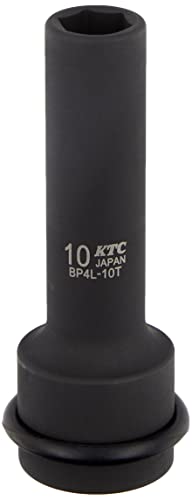 インパクトレンチブラック/対辺寸法(mm):10/BP4L10TP・Size:対辺寸法(mm):10・パッケージ個数:1・対辺寸法(mm):10・差込角(mm):12.7・全長(mm):75・ピン・リング付●狭い箇所にも使用しやすいディープ...