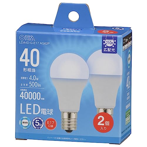 2個入昼光色/LDA4D-G-E17 AG62P/LDA4D-G-E17 AG62P・Color:昼光色Size:LDA4D-G-E17 AG62P・パッケージ個数:1・【 特 長 】　小形電球40形相当の明るさ　光の広がり約210°の広配...