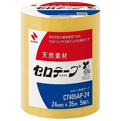 35m巻透明/24mm/CT405AP-24・Size:24mmStyle:35m巻・パッケージ個数:1・【サイズ】幅24mm×35m巻 【入数】5巻入・【巻心径】76mm・【基材】セロハン・【粘着剤】ゴム系・【テープ厚】0.05mm植物系...