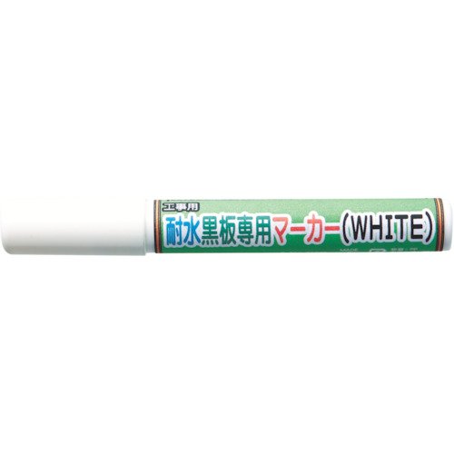 水性白/-/MM-W・パッケージ個数:1・用途:雨天用黒板への書き込み・特長:インクが乾燥すると少量の水がかかっても文字がにじみません。・インク:水性アルコール系インク使用。耐水黒板専用のマーカーです。